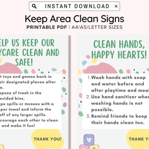 Printable Clean Area Signs