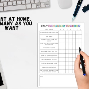 Daily Behavior Chart for Kids Printable, Good Behavior Tracking ...