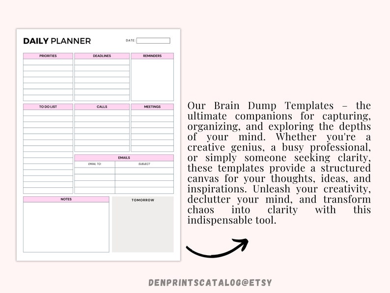 Brain Dump Template BUNDLE Printable, to Do List Editable, ADHD Daily ...
