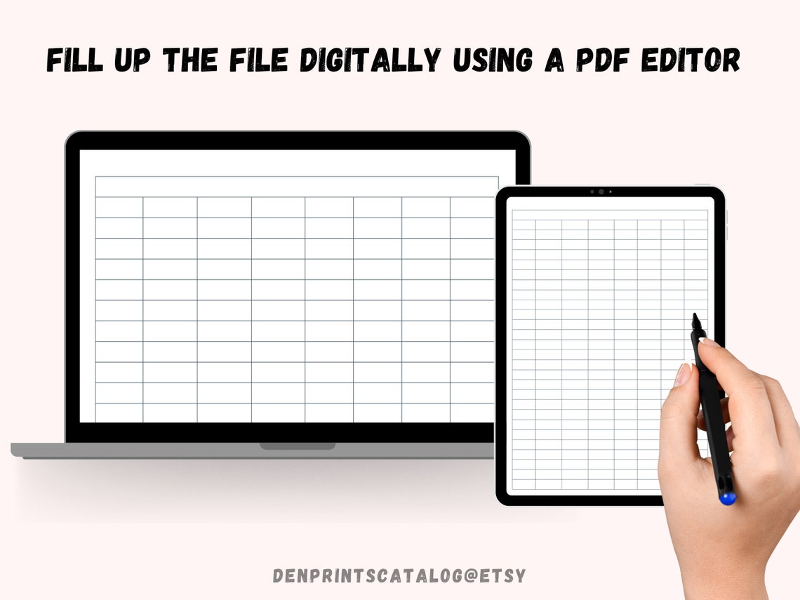 8 Blank Columns Chart Text Input Print and Write Printable Digital ... 8 Blank Columns Chart Text Input Print and Write Printable Digital ...