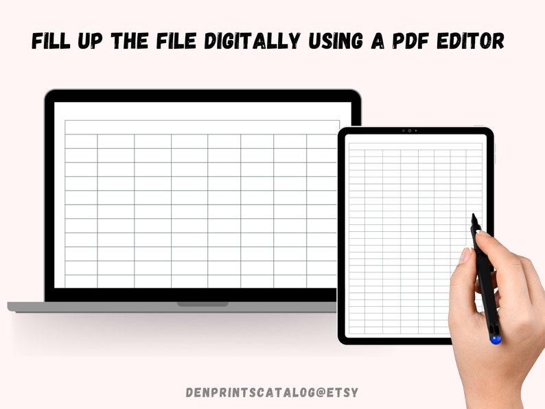 8 Blank Columns Chart Text Input Print and Write Printable Digital ...