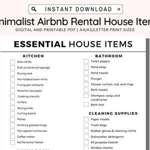 Essential House Items Printable, Airbnb Rental Inventory Checklist ...