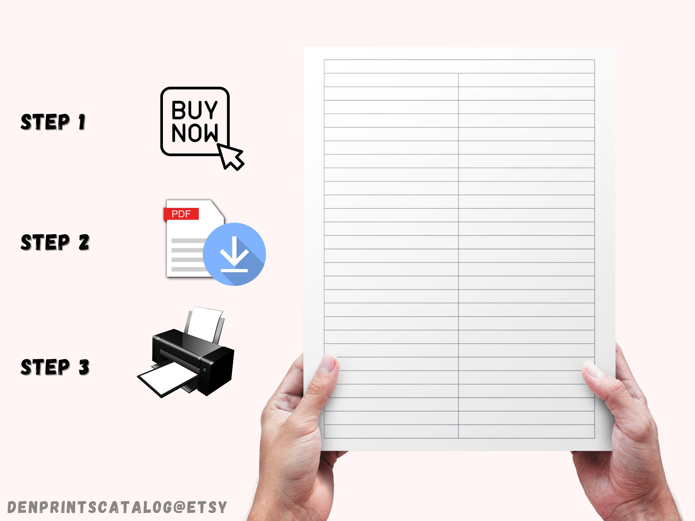 Printable Blank 2 Columns List Text Input and Print and Write Digital ...