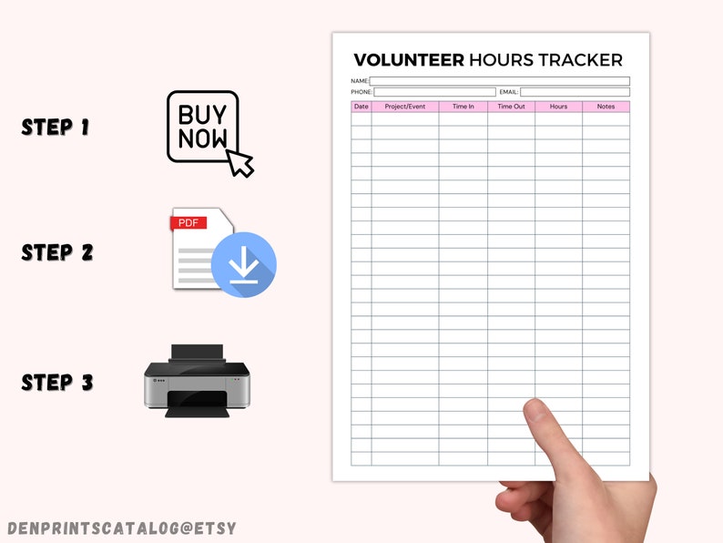 Volunteer Schudule Hours Tracker Log Printable, Volunteer Activity ...