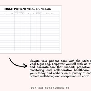 Printable Multiple Patients Vital Signs Log, PDF Digital Downloads A4 ...
