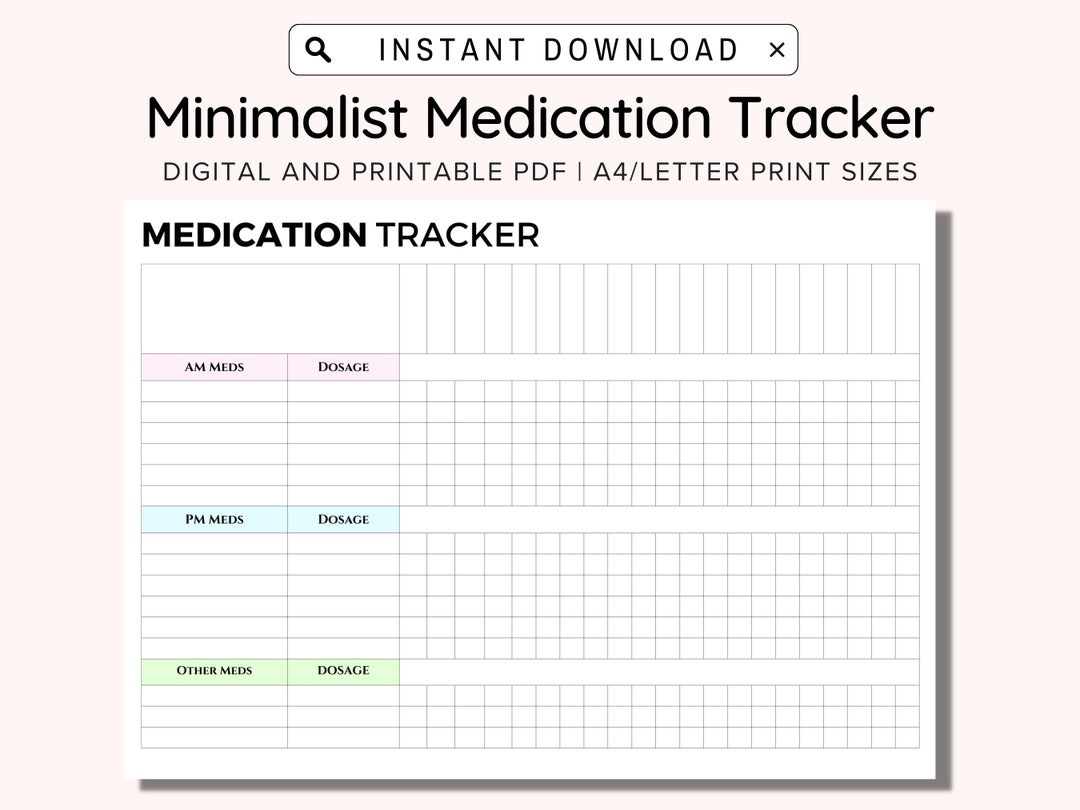 Medication Tracker Printable Medicine Tracker Medication - Etsy