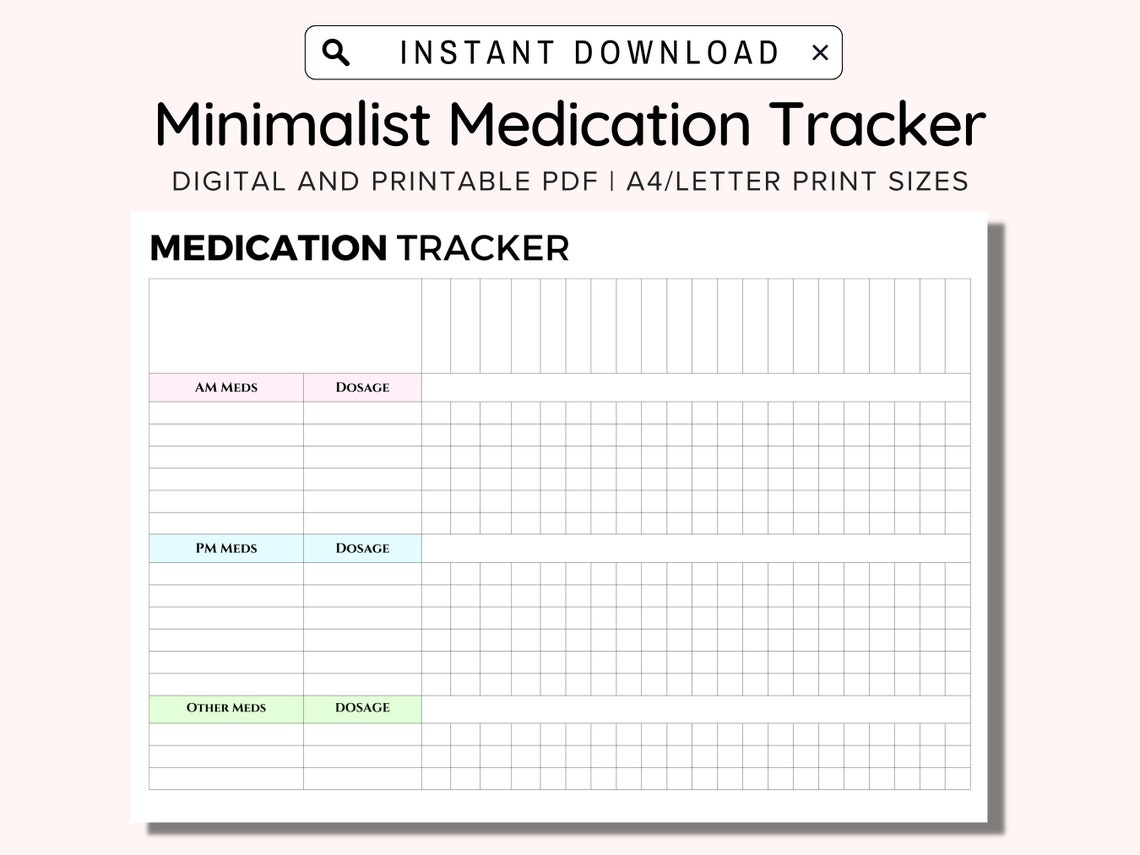 Medication Tracker Printable Medicine Tracker Medication - Etsy Australia