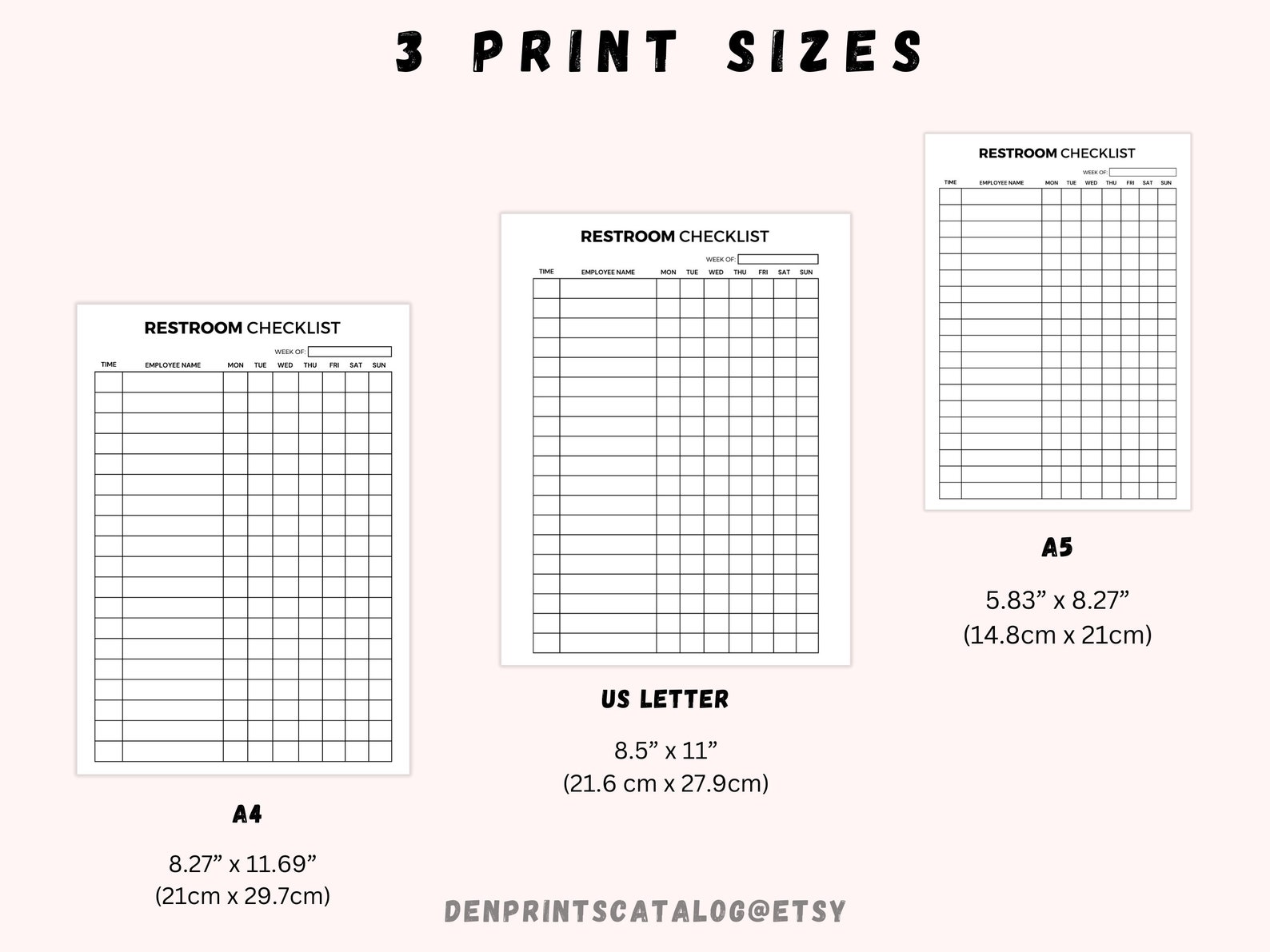 Weekly Bathroom Cleaning Chart With Employee Names Column Printable and ...
