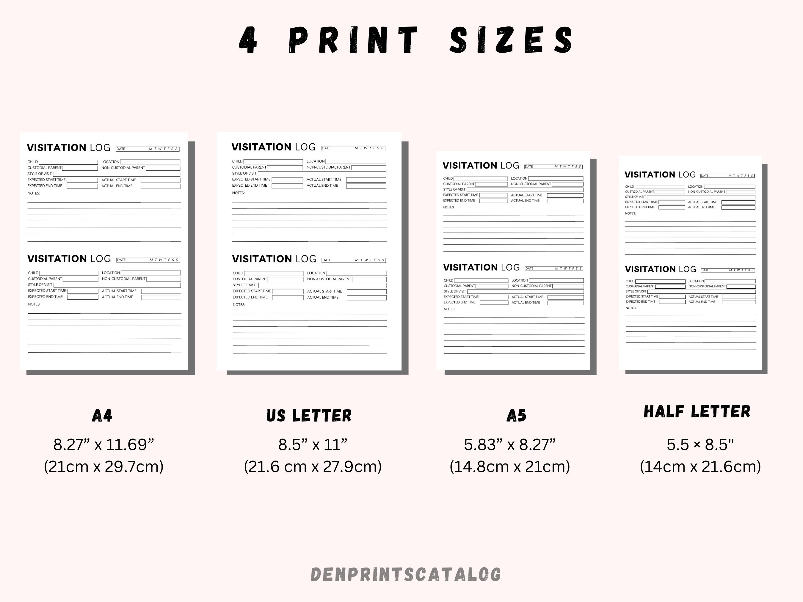 Visitation Log Printable, Child Care Log, Child Visits Tracker ...