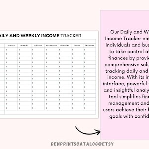 Printable Daily and Weekly Income Tracker, Income Tracker Printable ...