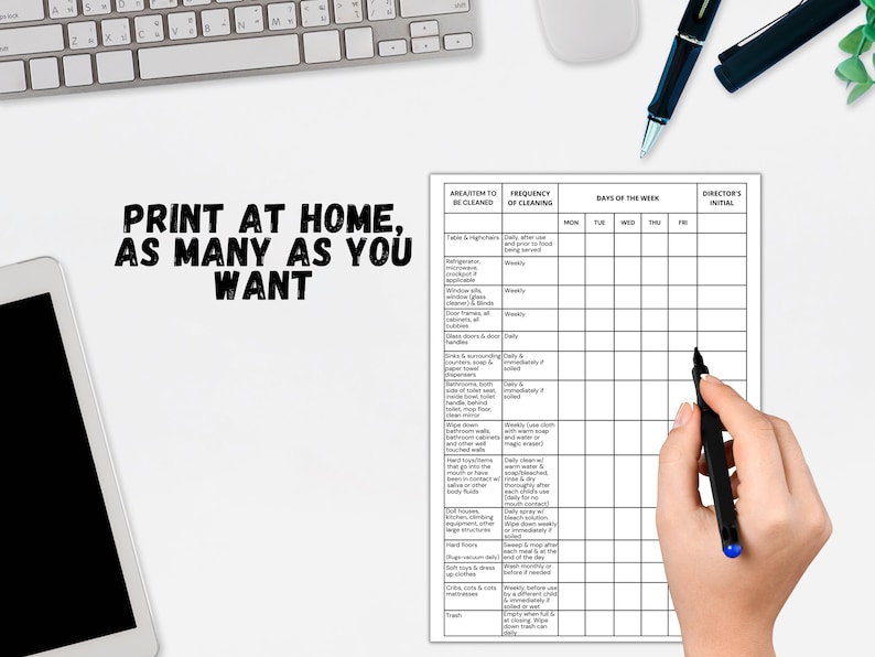 Daycare Cleaning Checklist Printable, Keep A Nice & Tidy Child Care ...