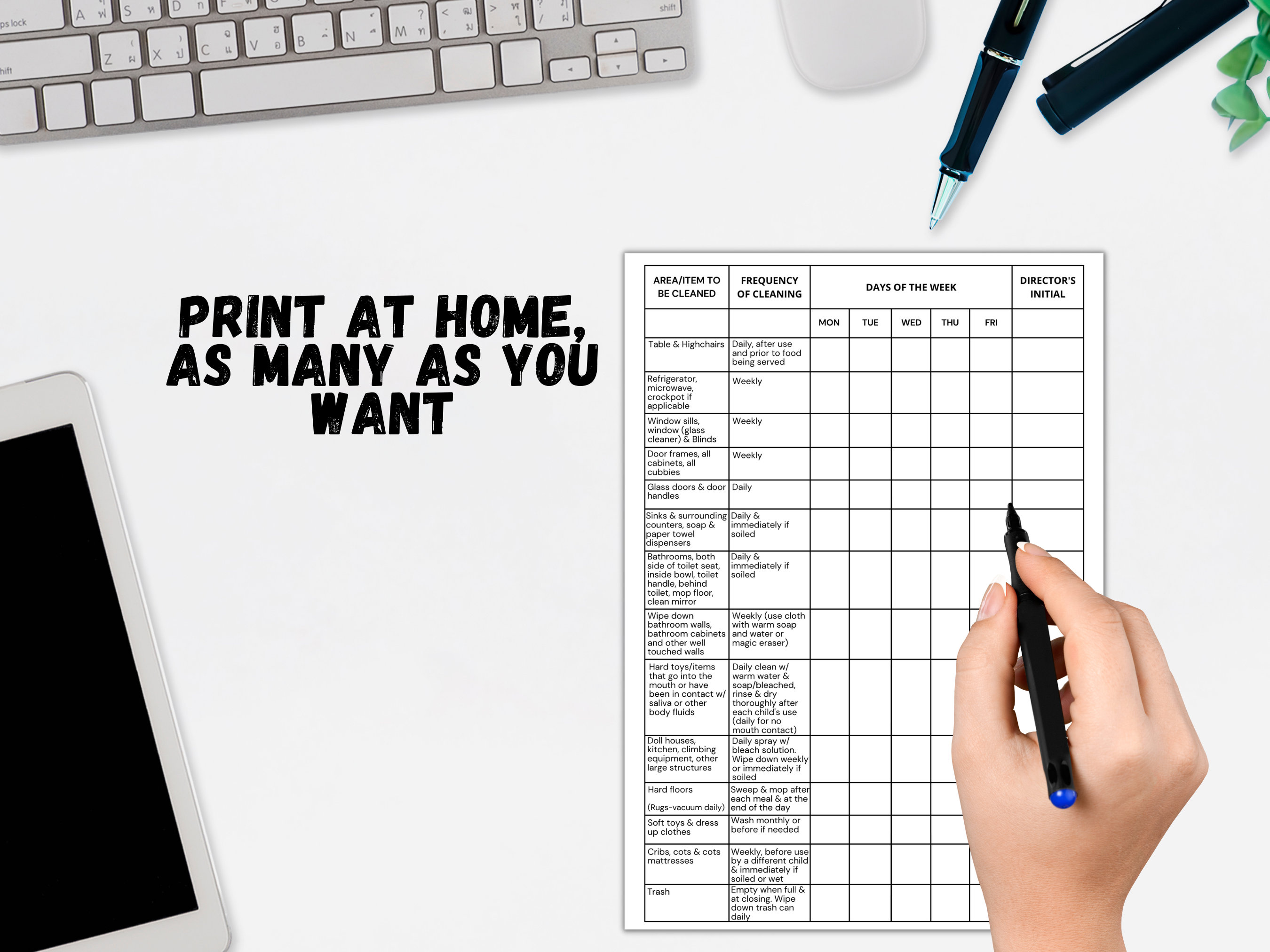 Daycare Cleaning Checklist Printable, Keep A Nice & Tidy Child Care ...