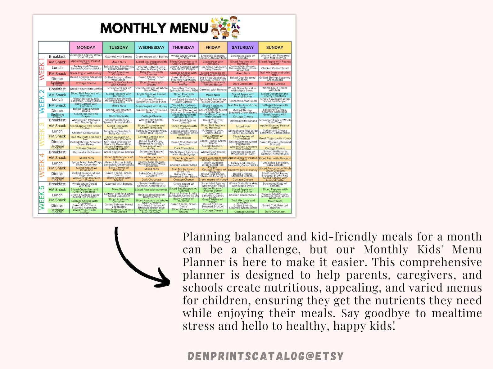 Home Daycare Weekly Menu Editable, Kids Weekly Meal Planner, Preschool ...