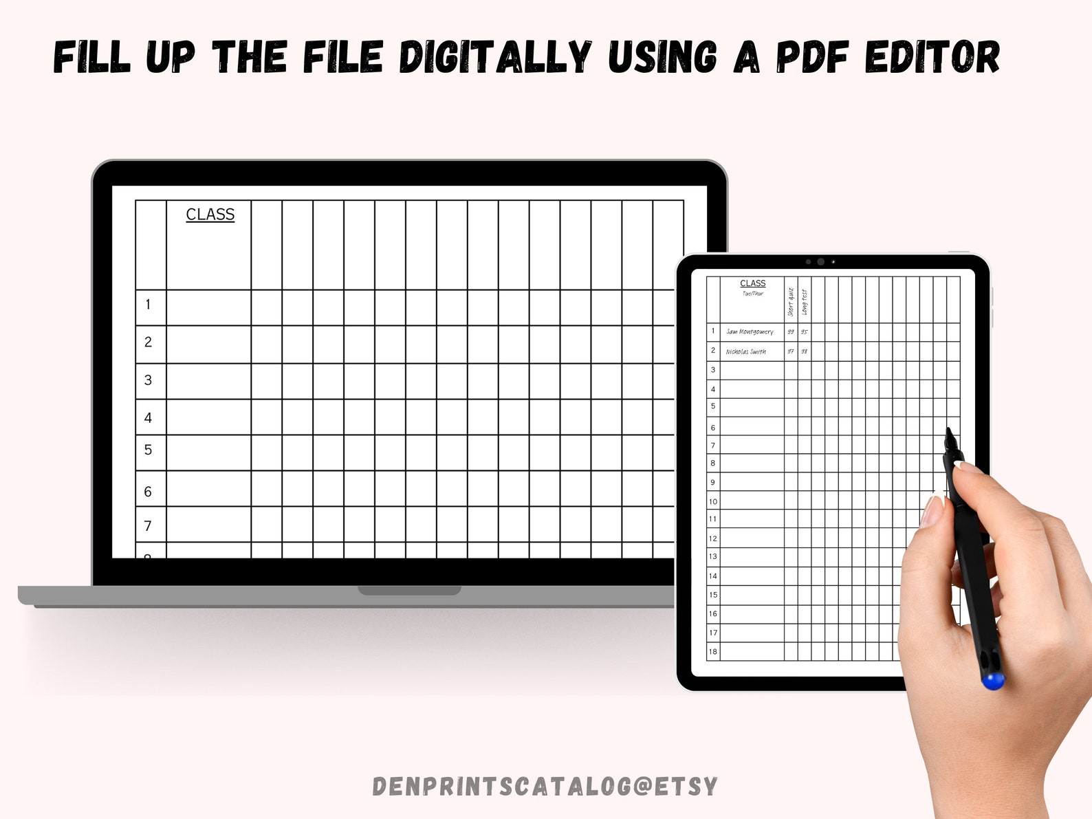 Printable Class Record, Gradebook Template, Teacher Grade Book ...