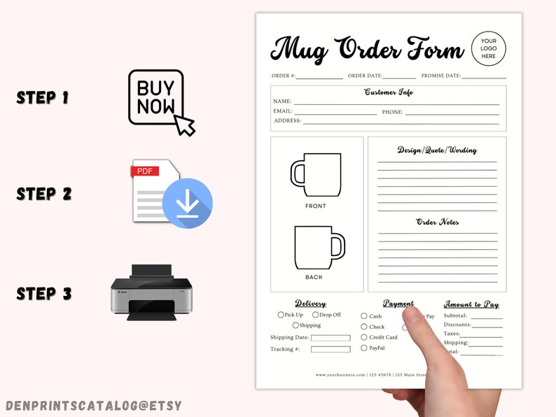 Mug Order Form, Editable Canva Template, Coffee Cup Printable Order ...