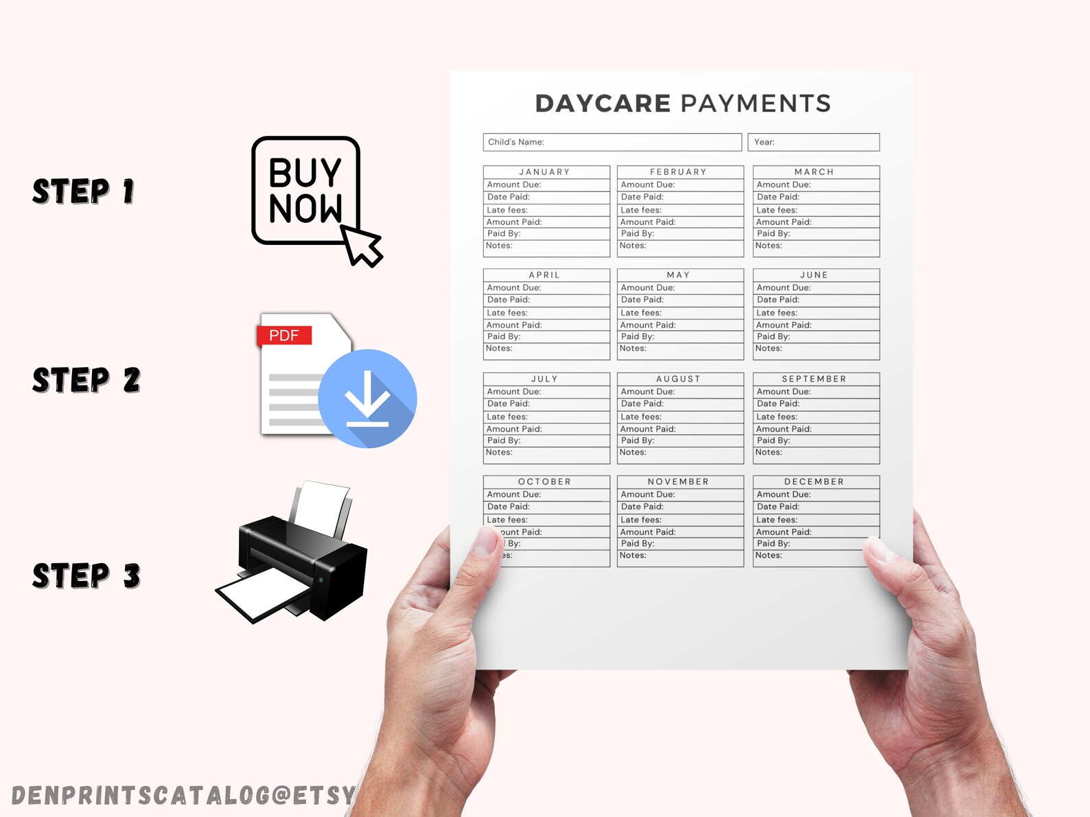 Daycare Payments Log Printable, Daycare Payments, Daycare Tuition ...