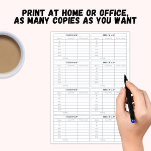 Cash Breakdown Slips Printable, Bank Teller Slips, Cash Withdraw Slips ...