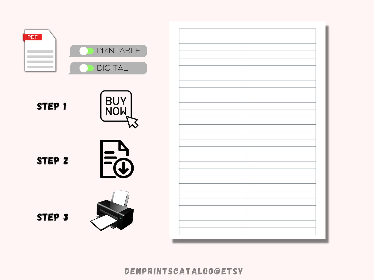 Printable Blank Columns Charts With Header One, Two, Three, Four, Five ...