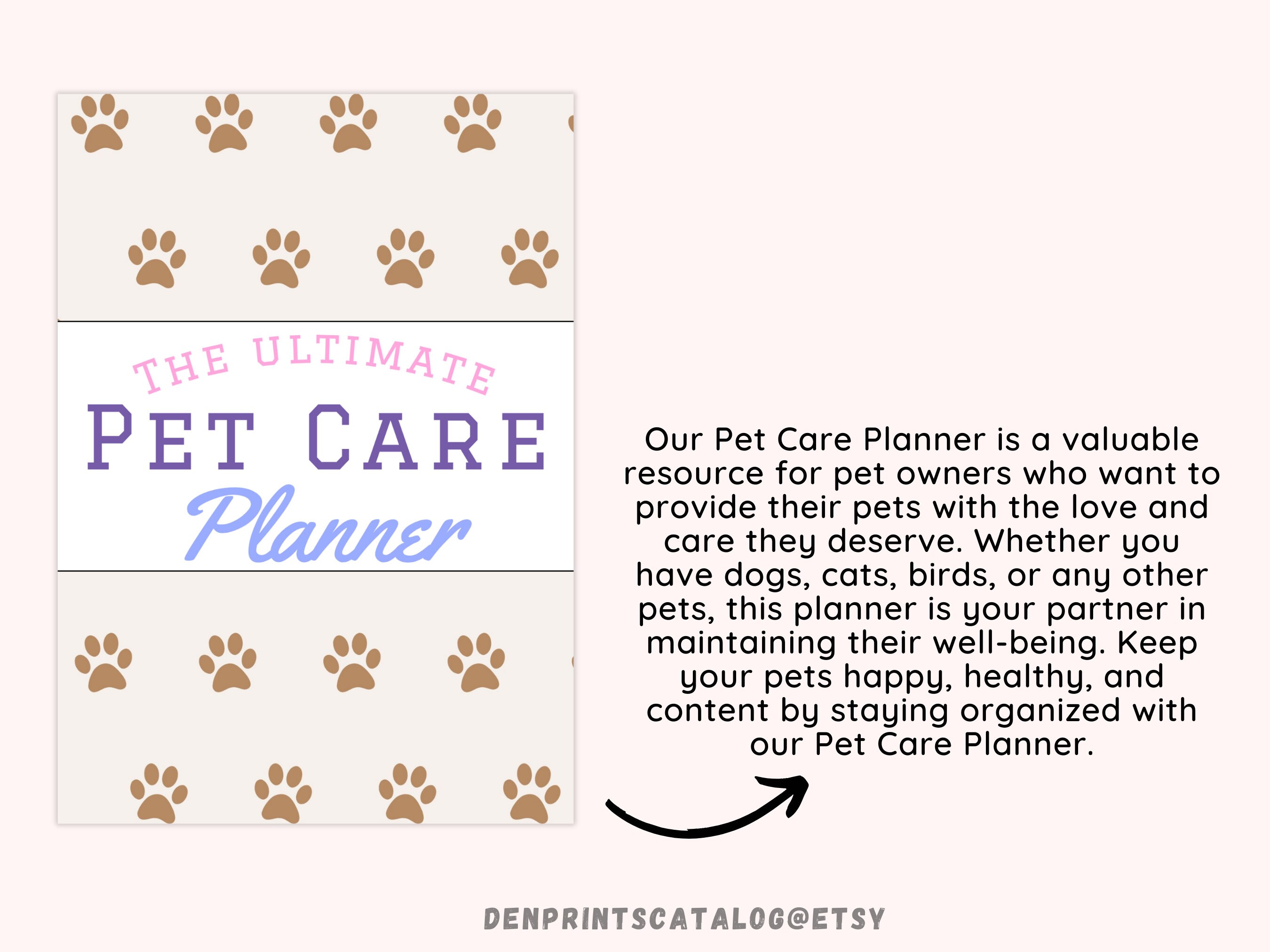 Printable Pet Planner, Fillable Pet Planner, Pet Care Planner, Pet ...