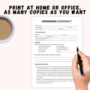 Pet Grooming Contract Printable, Pet Client Grooming Agreement, Dog Cat ...