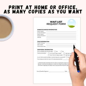 Daycare Wait List Printable, Daycare Waiting List Template, Wait List ...