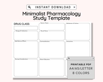FILLABLE Nursing School Pharmacology Template Printable Pharmacology ...