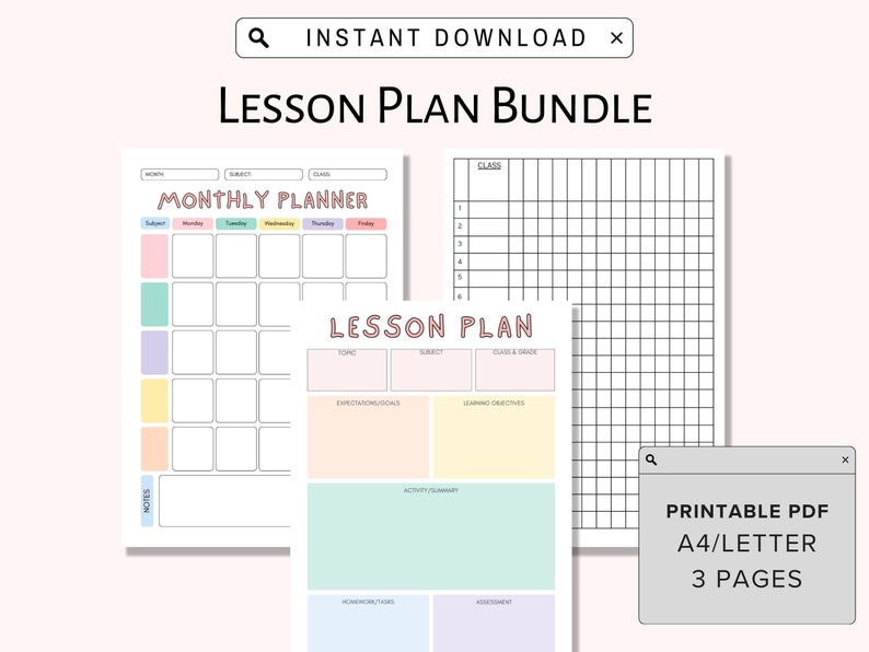 Lesson Plan Template, Lesson Planner Printable, Homeschool Teacher ...