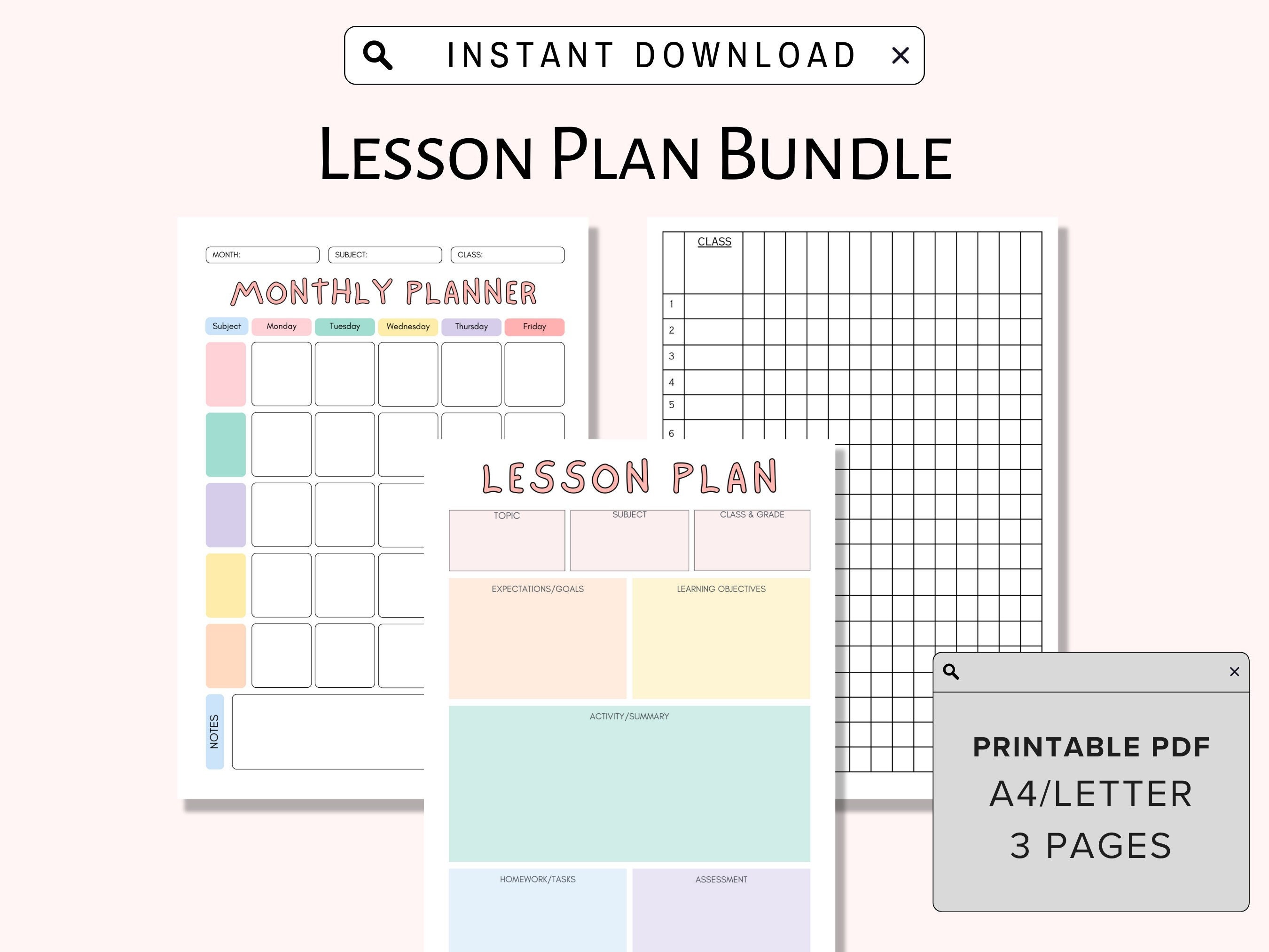 Lesson Plan Template, Lesson Planner Printable, Homeschool Teacher ...