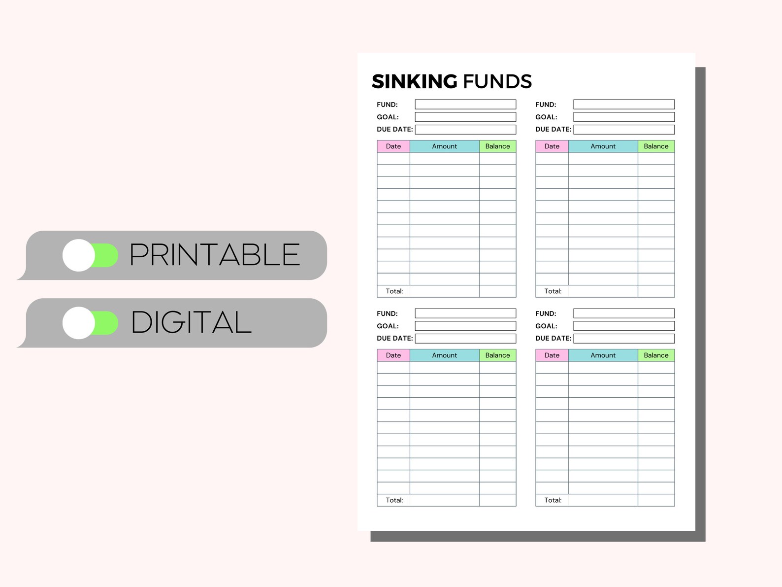 Sinking Funds Tracker Printable, Savings Challenge, Savings Tracker ...