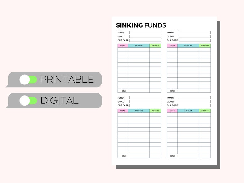 Sinking Funds Tracker Printable, Savings Challenge, Savings Tracker ...
