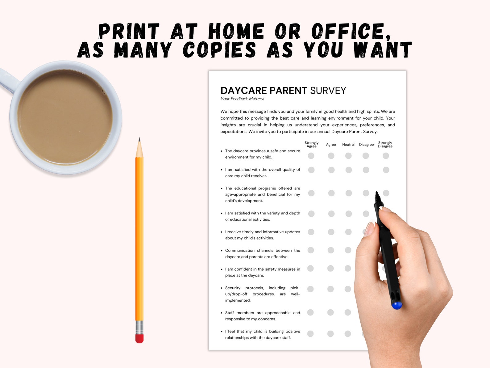 Editable DAYCARE PARENT SURVEY, Childcare Center Printable Parent ...