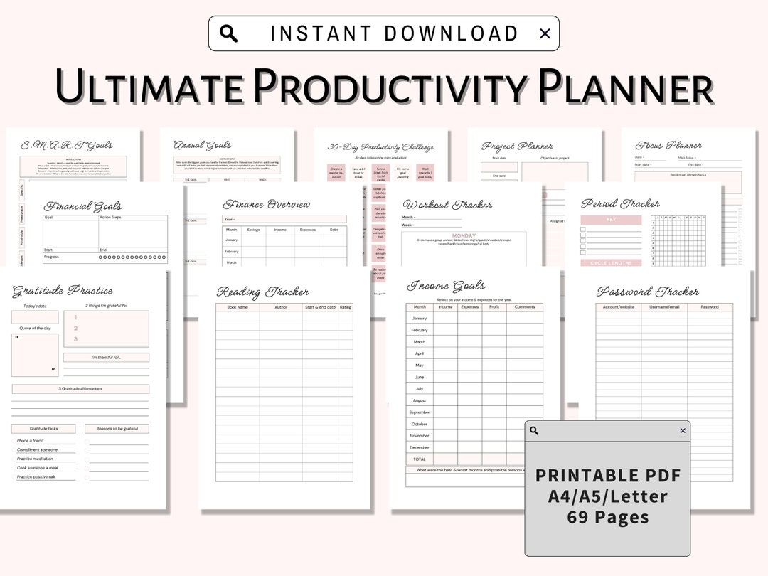 Printable Productivity Planner ADHD PDF for Adults Daily Planner Weekly ...