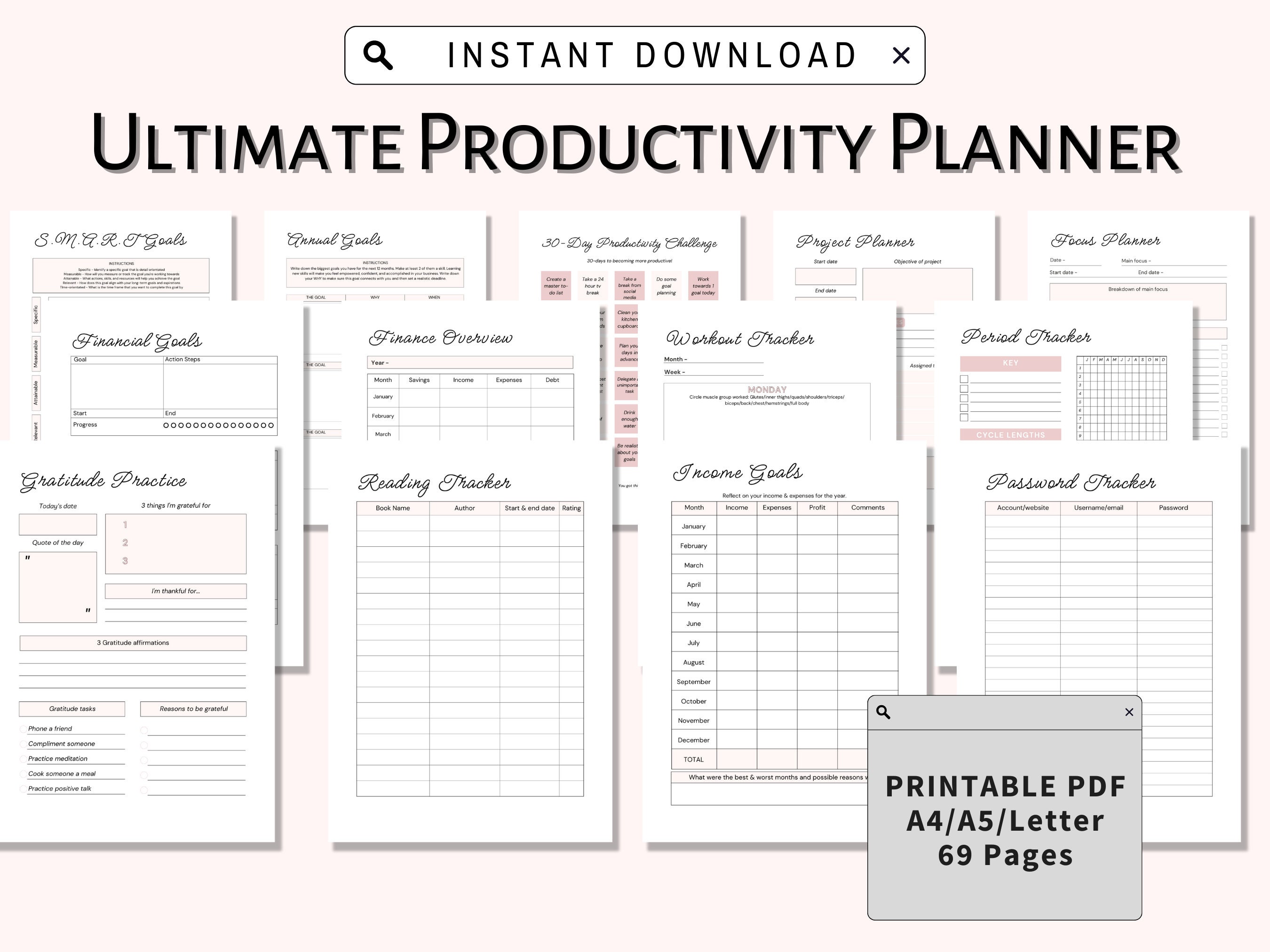 Printable Productivity Planner ADHD PDF for Adults Daily Planner Weekly ...