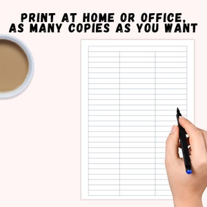 3 Blank Columns Chart Text Input Print and Write Printable Digital ...