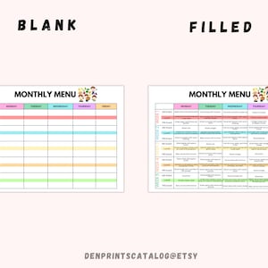 Home Daycare Monthly Menu Printable, Editable Daycare Meal Planner ...