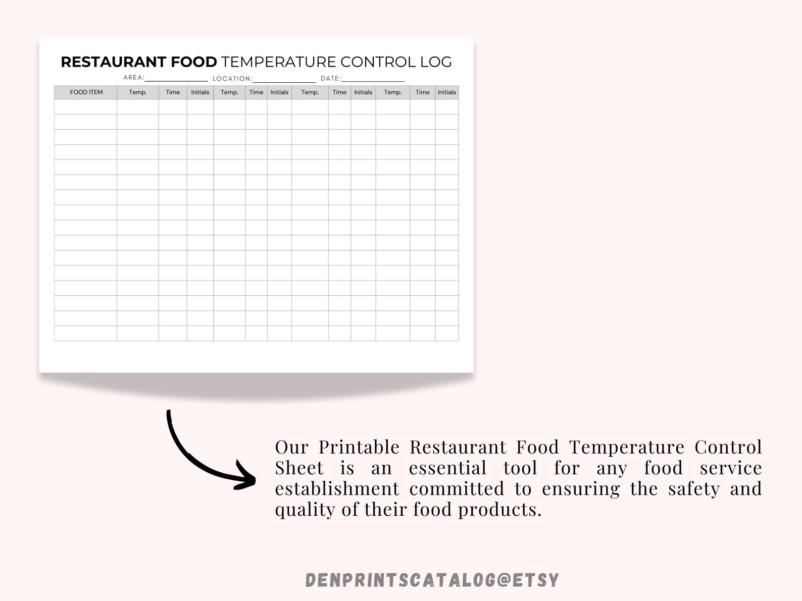 Printable Restaurant Food Temperature Control Sheet Fillable PDF ...