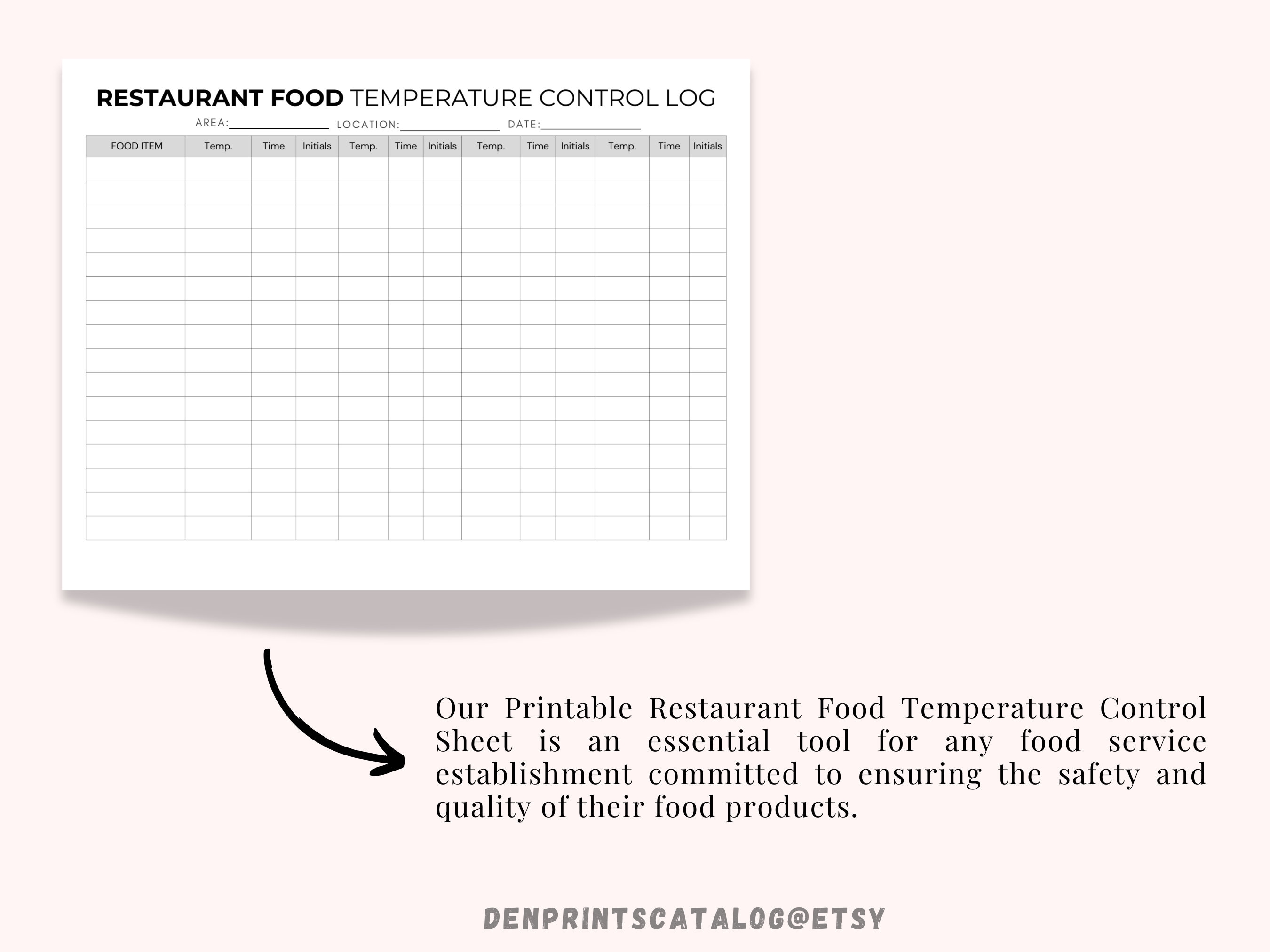 Printable Restaurant Food Temperature Control Sheet Fillable PDF ...