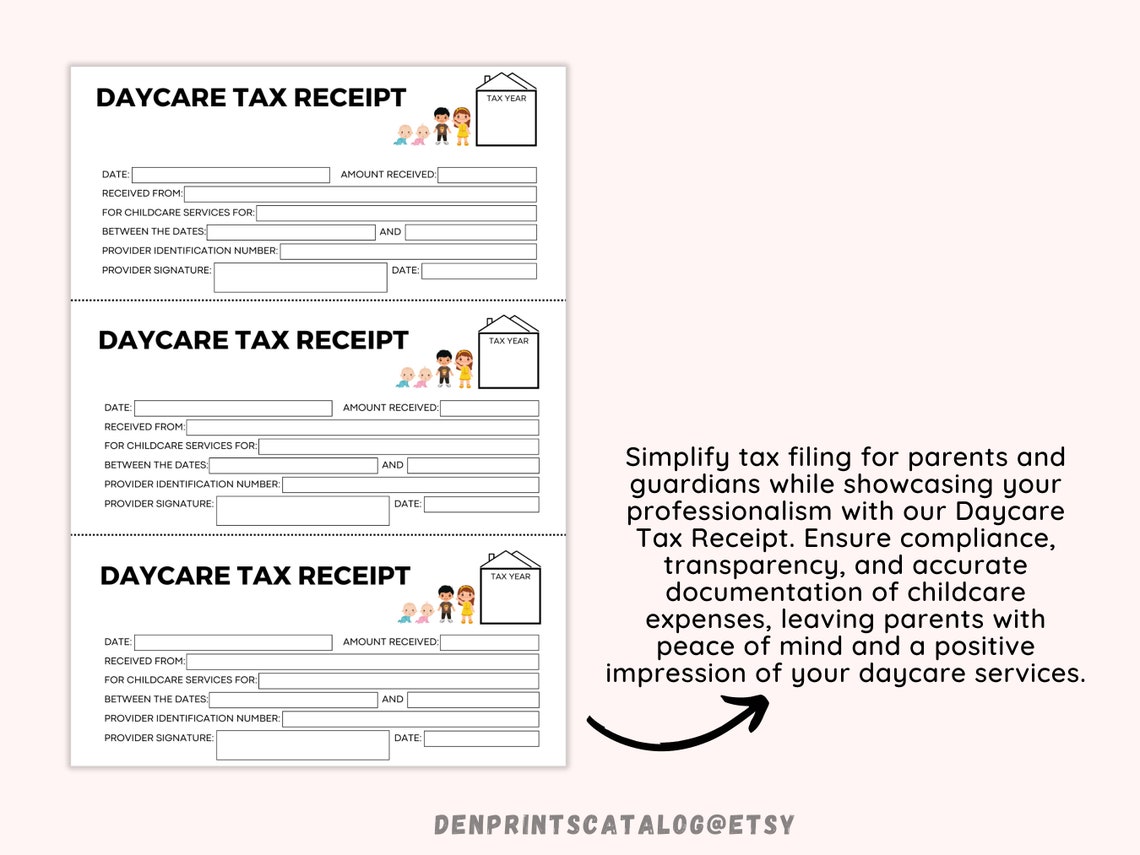 Daycare Receipts Printable, Daycare Tax Receipts,daycare Tax Statement ...