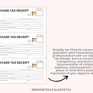 Daycare Receipts Printable, Daycare Tax Receipts,daycare Tax Statement ...