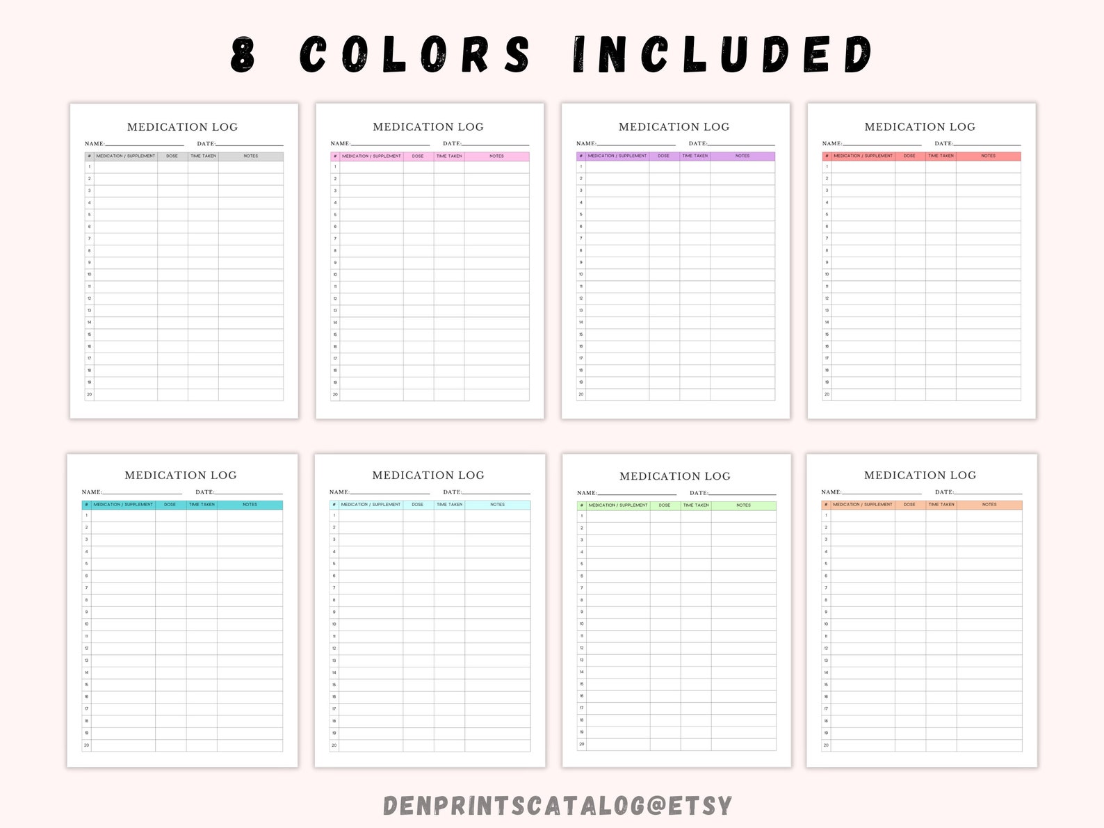 Printable Medication Log, Ready to Print Medication Log Chart, Post ...