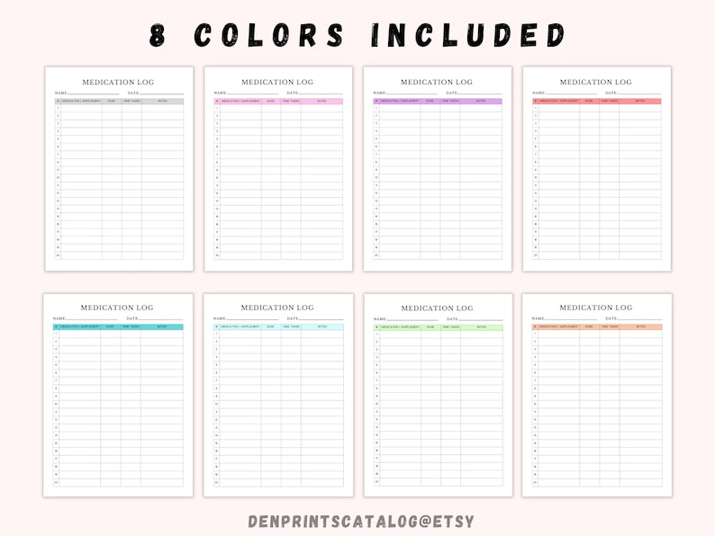 Printable Medication Log, Ready to Print Medication Log Chart, Post ...