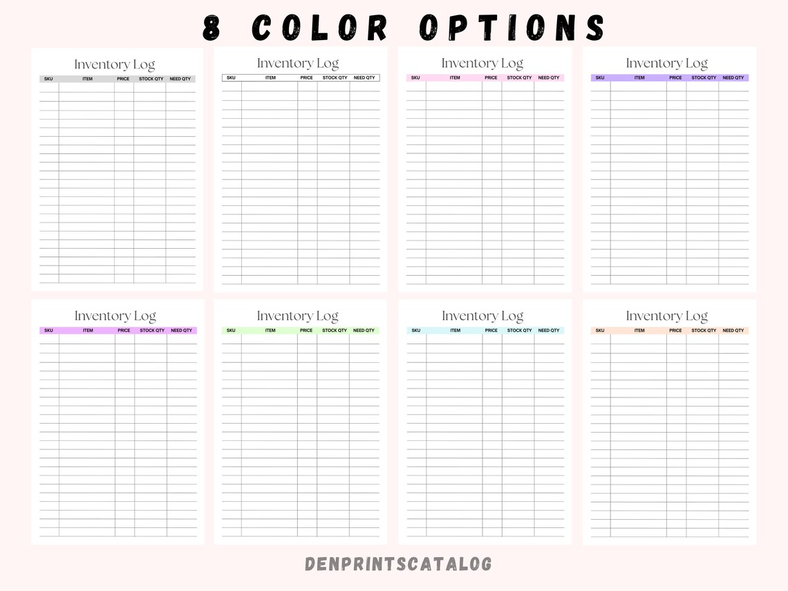Printable Inventory Log Management Form Inventory Sheet - Etsy
