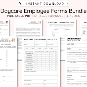 Daycare Employee Bundle, Staff Application, Employee Handbook Documents ...