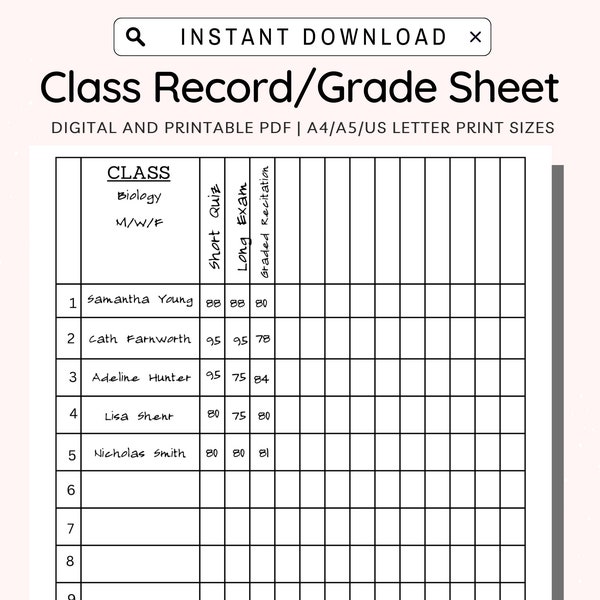 Attendance Record Printable - Etsy