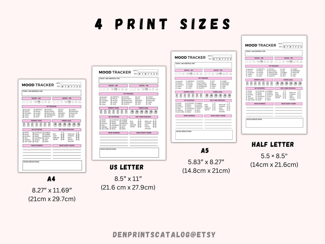 Daily Mood Tracker Printable, Printable Mood Track, Emotion Tracker ...
