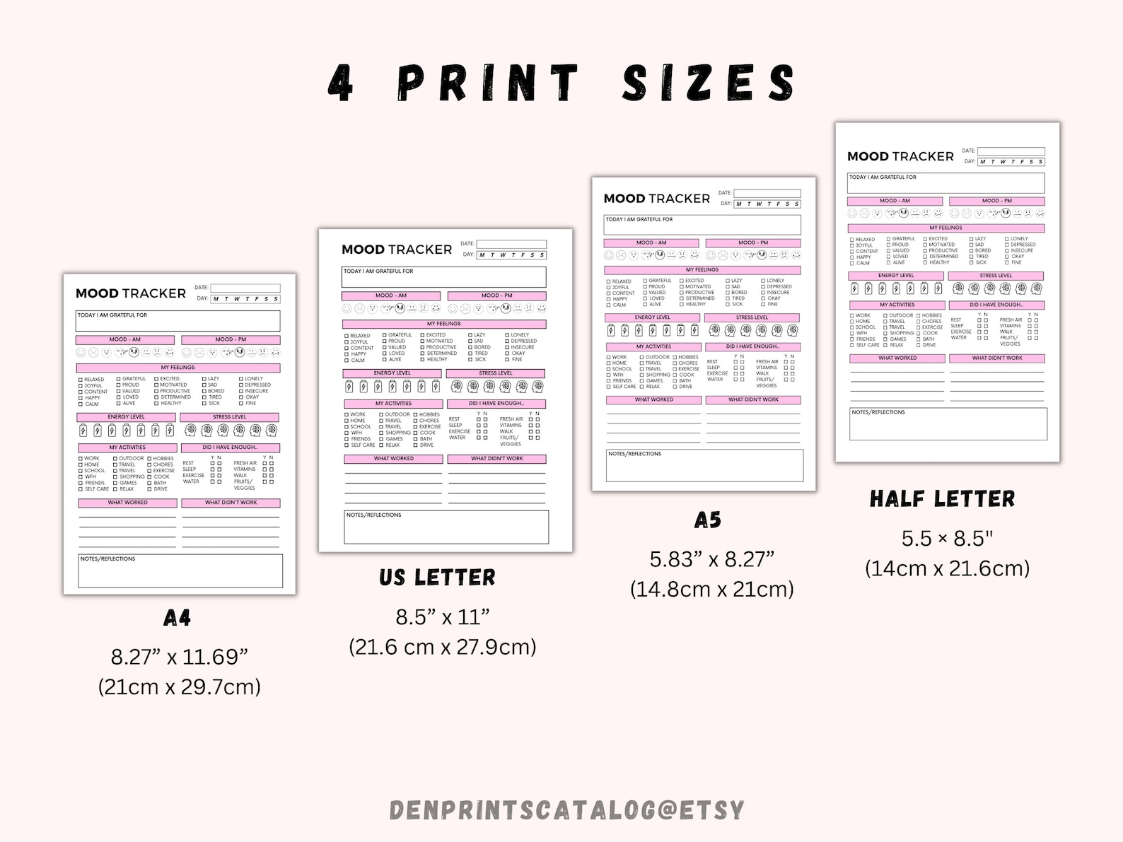 Daily Mood Tracker Printable, Printable Mood Track, Emotion Tracker ...