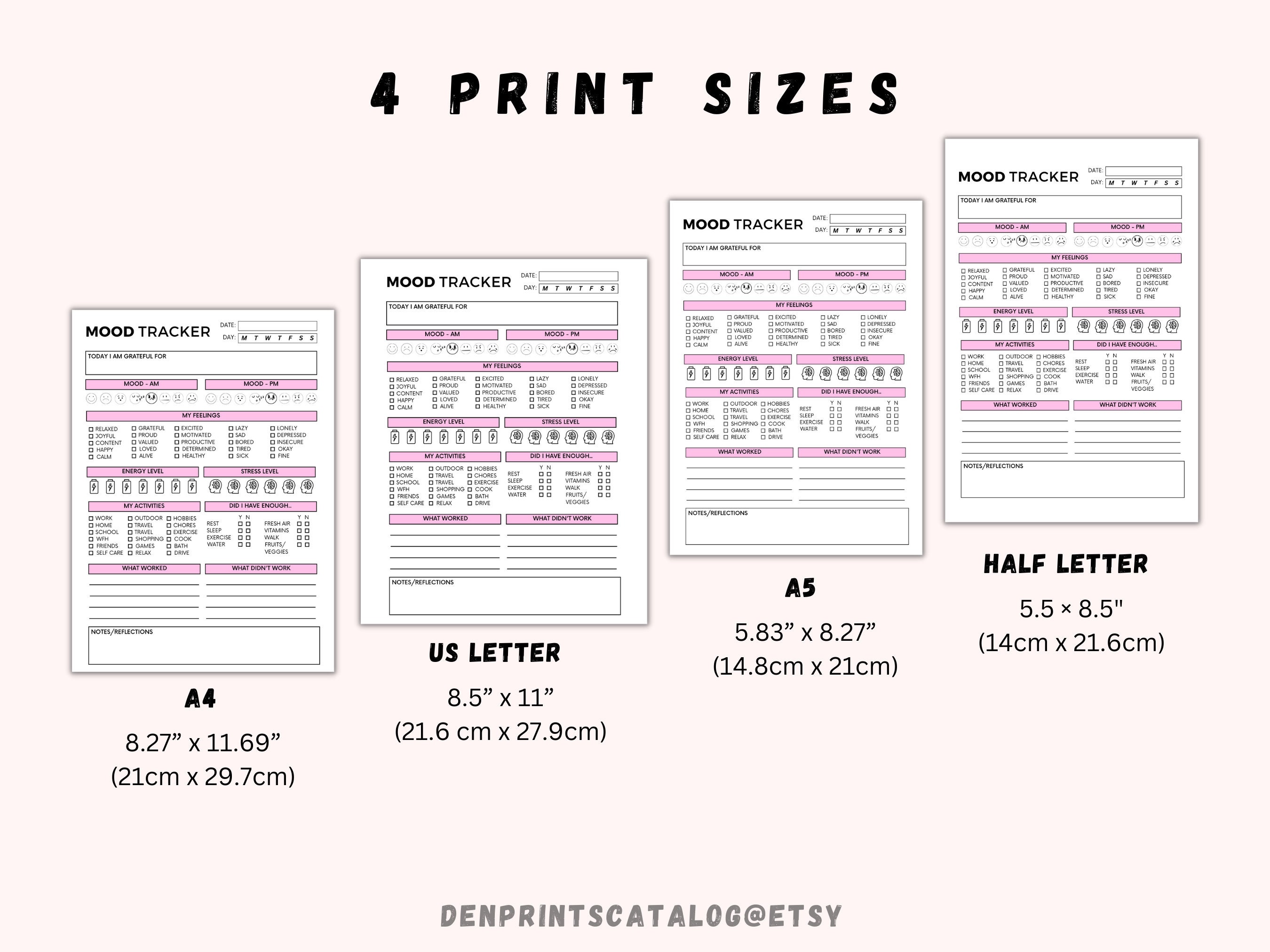 Daily Mood Tracker Printable, Printable Mood Track, Emotion Tracker ...
