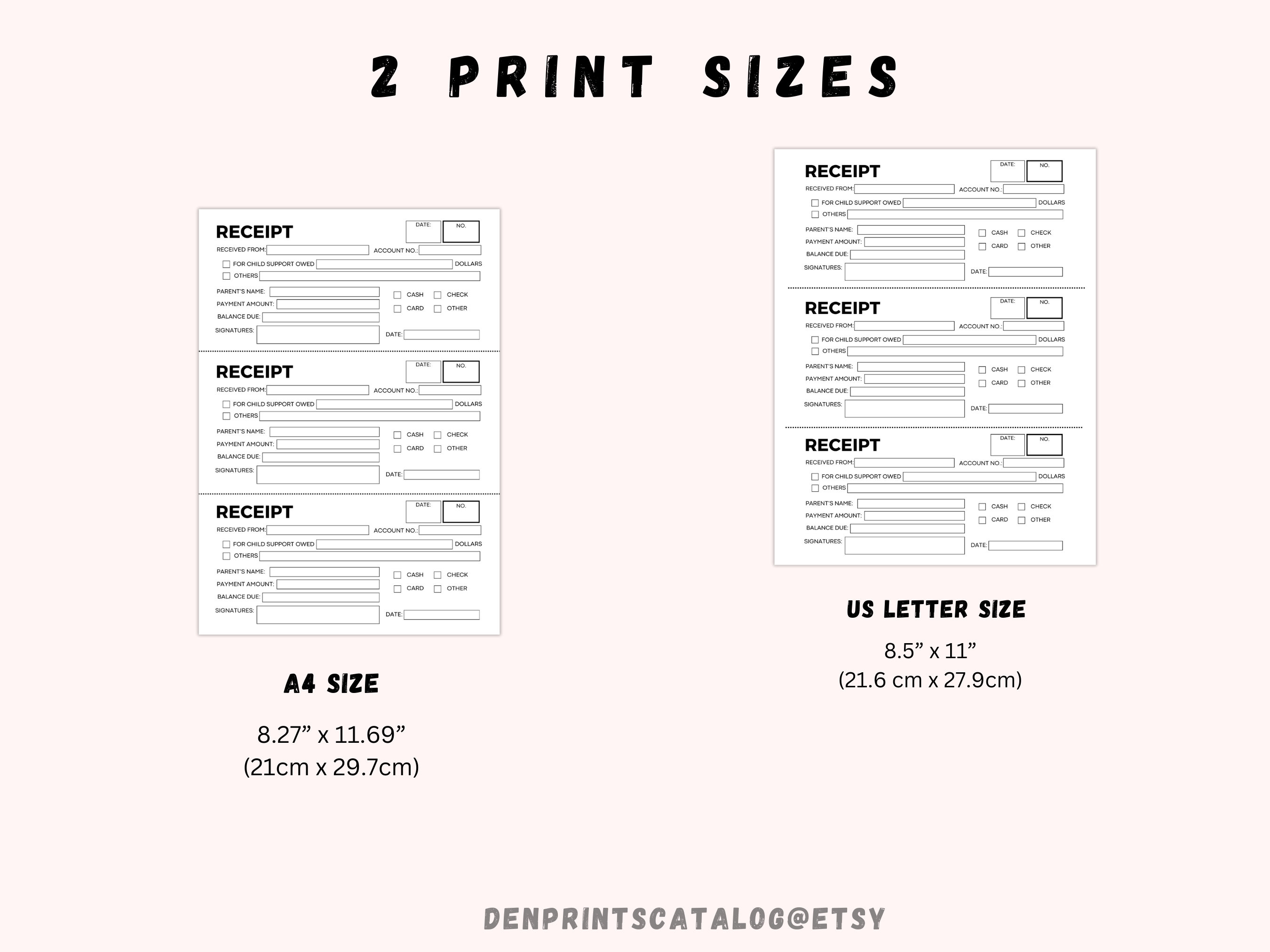 Child Support Receipt Printable for DIY Receipt Book Digital Download ...