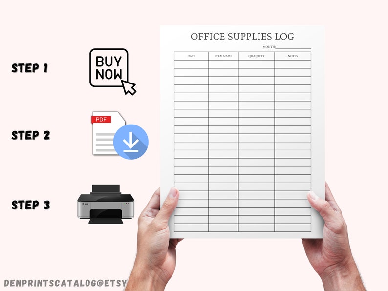 Office Supplies Log Checklist Printable, Business Office Supplies ...