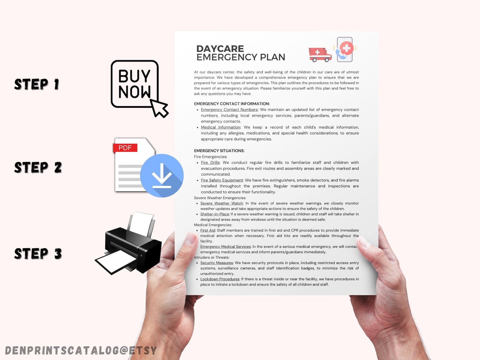 Daycare Emergency Plans, Childcare Center Printable Daycare Forms ...